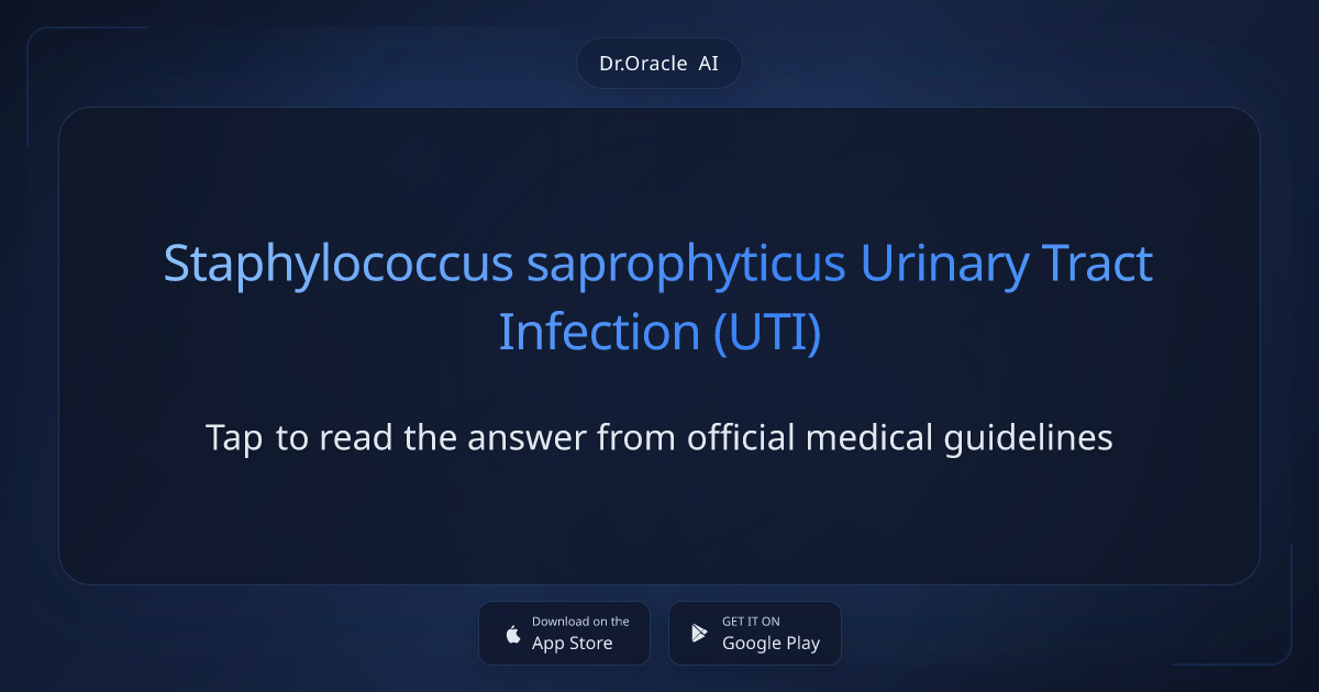 Staphylococcus saprophyticus Urinary Tract Infection (UTI)