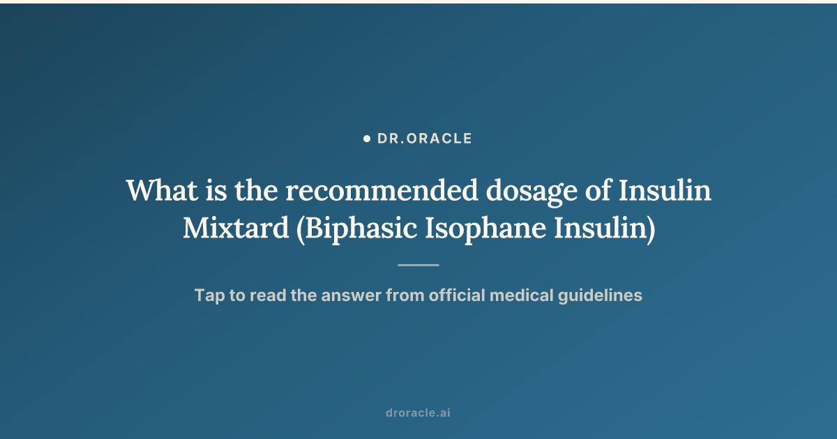 What is the recommended dosage of Insulin Mixtard (Biphasic Isophane ...